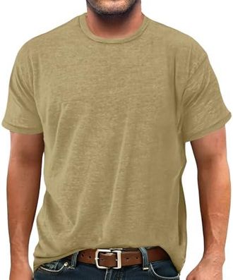 Generic T-shirt à manches courtes pour homme, coupe classique, couleur unie, col rond, t-shirt ample à manches courtes tendance pour intérieur et extérieur, m