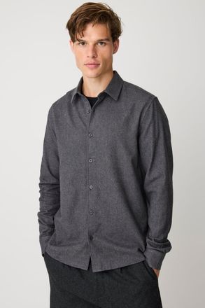Knowledge Cotton Apparel Herren vegan Hemd Dune Regular Aus Flanell Dunkelgrau Meliert
