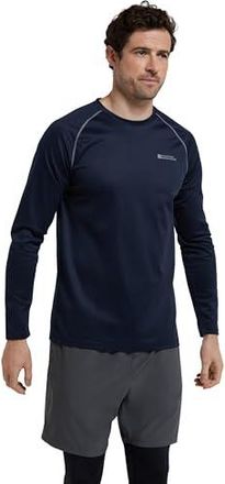 Mountain Warehouse T-shirt dendurance &agrave; manches longues pour homme - S&eacute;chage rapide, Protection UPF 30 - Pour printemps, randonn&eacute;e, voyage, camping Bleu r&eacute;fl&eacute;chissant 4X