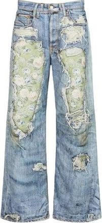 Acne Studios Jean effet imprim&eacute; fleurs en coton