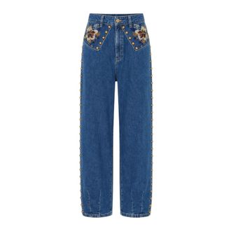 Farm Rio Farm Rio - Jean Ballon Taille Haute - Femme - Jeans - Bleu - Taille: W25