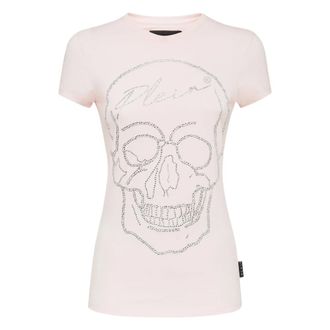 Philipp Plein Femme, Tops, Rose, Taille: 40 FR T-shirt Pure avec Cristaux