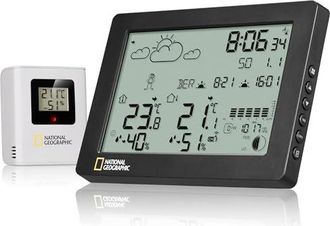 National Geographic BaroTemp HZ Wetterstation - Präzises Thermometer, Hygrometer & Barometer, mit Wettervorhersage und mehr, schwarz
