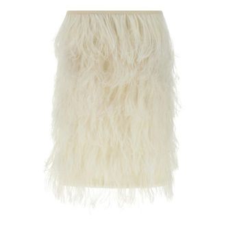The Attico Femme, Jupes, Blanc, Taille: 34 FR Ostrich Feather Skirt