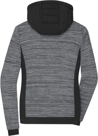 James & Nicholson Strickfleecejacke Wattierte Damen Strickfleece Jacke im attraktiven Materialmix JN1843 Hybridjacke mit w&auml;rmender Wattierung