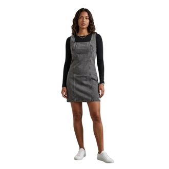 Calvin Klein Minikleid f&uuml;r Damen, Eckiger Ausschnitt, Denim, &Auml;rmellos (Grau)
