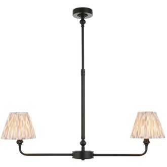 Endon Lighting Lille Suspension noire mate avec abat-jour en tissu imprim&eacute; neutre Ikat 16 cm 2 x B22