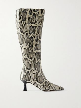 Aeyde Klea Kniehohe Stiefel Aus Leder Mit Schlangeneffekt - Animal-Print