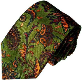 Lorenzo Cana LORENZO cANA-cravate olivgruen bleu/orange 100% soie-paisley - 36077 motif floral