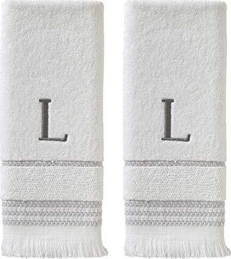 SKL Home by Saturday Knight Ltd. Casual Monogram Handtuchset L, Baumwolle, Weiß, 16x26