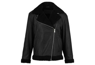 Trueprodigy Lederjacke Alma Asymmetrischer Rei&szlig;verschluss mit diversen Teddy-Besatz