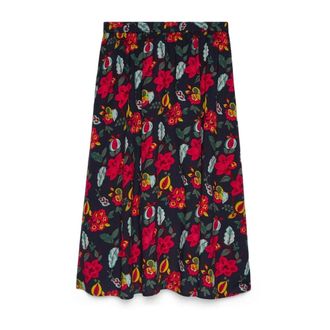 Fiorella Rubino Femme, Jupes, Bleu, Taille: 38 FR Jupe longue &agrave; imprim&eacute; floral