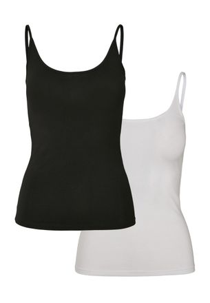 Urban Classics Ladies Basic Top 2-Pack Black + White 3XL