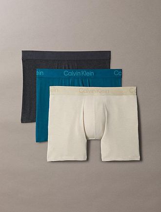 Calvin Klein 3er-pack Lange Boxershorts - Ultra Soft Modal - Charcoal Heather/aloe Esence/teal M - Herren - XS