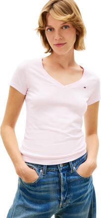 Tommy Jeans Womens TJW 2PACK V-Neck Tee DW0DW21367 S/S T-Shirt, Multi (Ecru/Light Pink), S, Mehrfarbig (Ecru/Hellrosa), S