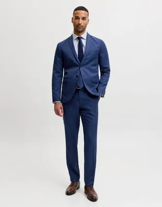 Jack & Jones Costa blazer &agrave; simple boutonnage coupe super slim en bleu m&eacute;di&eacute;val