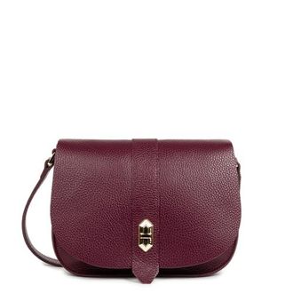 Lancaster | Top Double - Sac beSace Cuir de Vachette Grain&eacute; Bordeaux - In - Or p&acirc;le