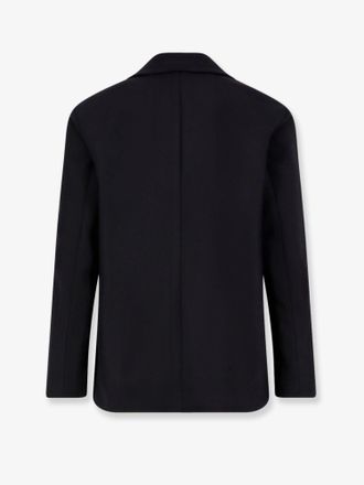Hev&ograve; Mens Coat Trani Wool-Blend Blue Virgin Wool