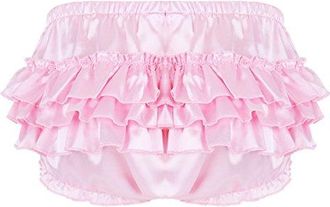 dPois Homme Slip à Volants Jupette Plissée Sissy sous-vêtements Lingerie en Satin Culotte Masculine Multi-Couches Pantalon Court Cosplay Costume Boxer Caleç