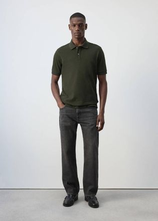 Mango Polo 100 % piqu&eacute; de coton vert moyen - Homme - XXL - MANGO MAN
