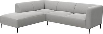 Studio Copenhagen home24 Ecksofa 2,5-Sitzer mit Ottomane Grau/Hellgrau Webstoff Saia 252 x 74 x 205cm Ottomane davorstehend links Modern