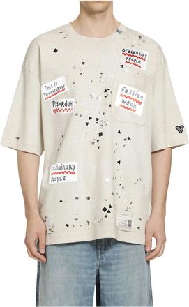 Miharayasuhiro Mihara Yasuhiro, Homme, Tops, Beige, Taille: S Tee &agrave; &Eacute;cussons Brod&eacute;s