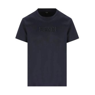 Fendi FF Postcards Logo T-Shirt - - Tops - Herren - Blau - XL