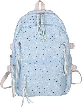 Generic Sac &agrave; dos tendance en nylon &agrave; pois pour &eacute;tudiant, coll&egrave;ge, &eacute;tudiants, sac &agrave; livres pour femmes, filles, universit&eacute; et ext&eacute;rieur, bleu