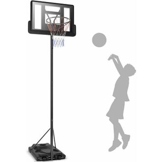 Costway Basketballkorb hoehenverstellbar mit Staender 260-305cm Basketballstaender Wasser/Sand bef&uuml;llbar, Basketballanlage 97x65x360cm