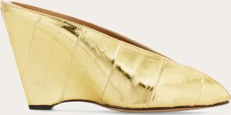 Ferragamo Damen Mule mit Keilabsatz Gold Gr&ouml;&szlig;e 36.5