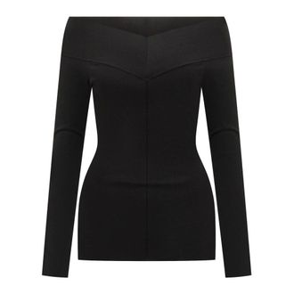 Stella McCartney Femme, Tops, Noir, Taille: 40 FR Haut &agrave; Manches Longues Col Droit