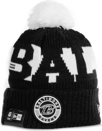 New Era Sportliche Pom Pom Herrenm&uuml;tze Schwarz/Wei&szlig; - - Accessories - Herren - Schwarzk - ONE SIZE