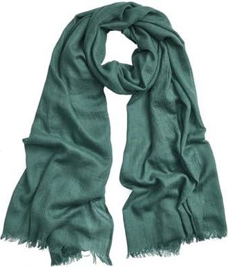 Alexis Leroy Foulard 190x100cm &Eacute;charpe Longue Uni en Simili Lin Ch&acirc;le Polyvalent pour Femme Bleu-Vert