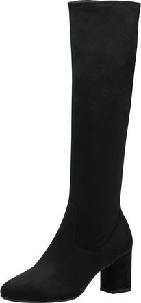 Tamaris Damen Langschaft-Stiefel mit Absatz Vegan Blockabsatz; BLACK/schwarz; 36 EU