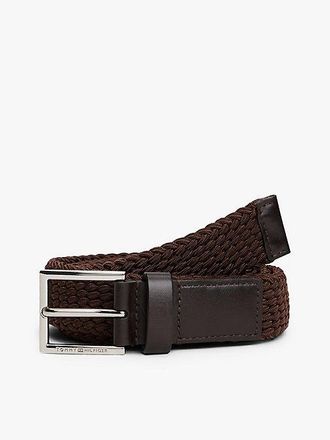 Tommy Hilfiger Ceinture en cuir et toile à boucle carrée