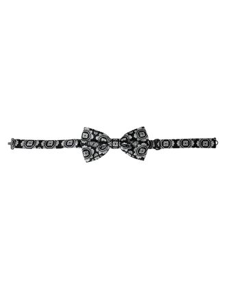 Dolce & Gabbana Black White Printed Adjustable Neck Men Bow Tie And Silk