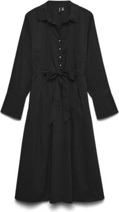 Vero Moda Calf Dress Vmfriba LS Robe Mollet WVN GA, Noir, M Femme