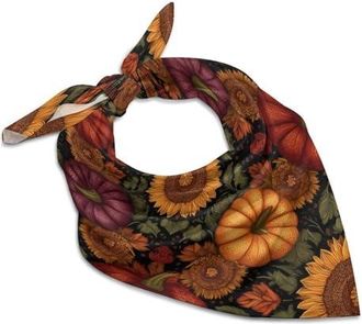 Generic Écharpe carrée en soie citrouille tournesol légère colorée pour lautomne foulards pour cheveux respirants cadeaux pour femmes et hommes, multicolore, 