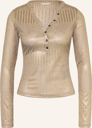 Guess Henleyshirt Marilena Mit Glitzergarn beige