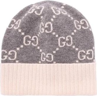 Gucci Caps & Mützen - Two-Tone Knitted Wool Hat - Gr. S - in Beige - für Damen