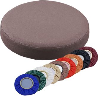 Generic Hockerkissen Rundes Stuhlkissen Wasserdichtes Leder Hockerbezüge Für Runde Barhocker Hocker Esszimmerstühle Durchmesser 32/33/34/35/36/38/40cm(Brown,3