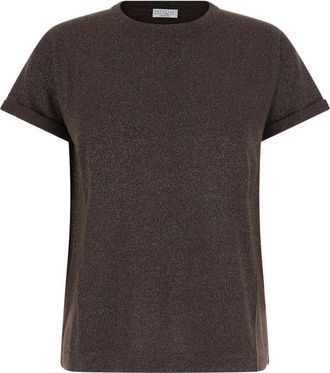 Brunello Cucinelli Rundhals-T-Shirt - - Tops - Damen - Braun - L