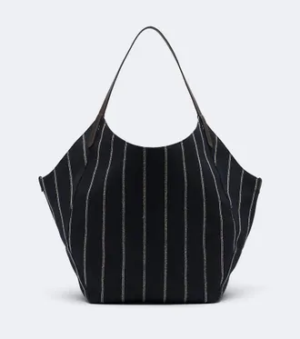 Brunello Cucinelli Tote Bag Monili aus Canvas mit Veloursleder