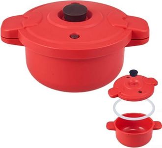 Generic Autocuiseur pour micro-ondes 27,5 x 14 cm - Cuiseur vapeur pour riz, légumes, pâtes - Appareil de cuisine compact - Rouge
