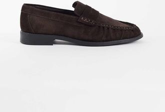 Noak Made in Portugal - Loafer aus braunem Wildleder mit gerafftem Blatteinsatz-Brown