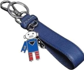 Prada unisex, Pre-owned, Bleu, Taille: ONE Size Porte-cl&eacute;s en cuir Pre-owned