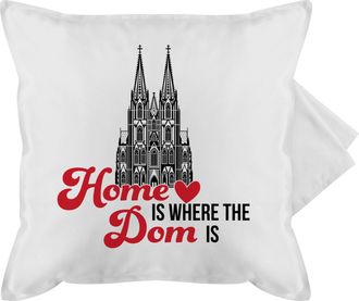 Shirtracer Kissenbezug - Karneval & Fasching - Kissen - Home is Where The Dom is Köln I - 50 x 50 cm - Weiß - mit kölner karnevalskissen Fasching- sofakissen Cus