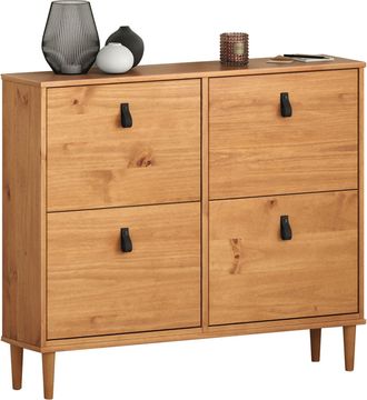 IDIMEX Schuhkipper MIKKA mit 4 Klappen - eichefarben Schuhschrank, Schuhregal schmal Schuhorganizer