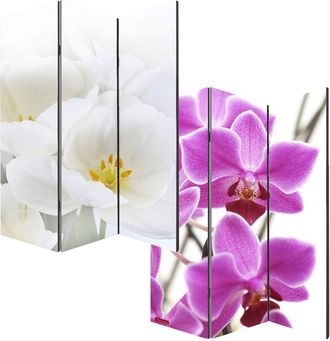 Hhg Foto-Paravent Paravent Raumteiler Spanische Wand Bagheria 180x120cm, Orchidee