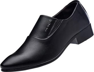 Generic Chaussures professionnelles en cuir pour homme classique verni sans lacets &agrave; enfiler - Bout pointu - Talon bloc - Chaussures larges tendance pour homm